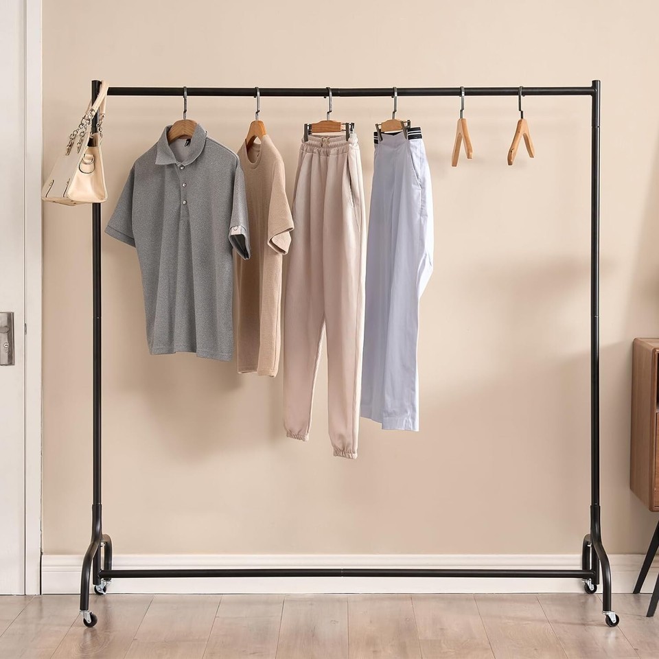 4ft Heavy Duty Garment Rail Hanging Clothes Rack Portable Home Retail ...