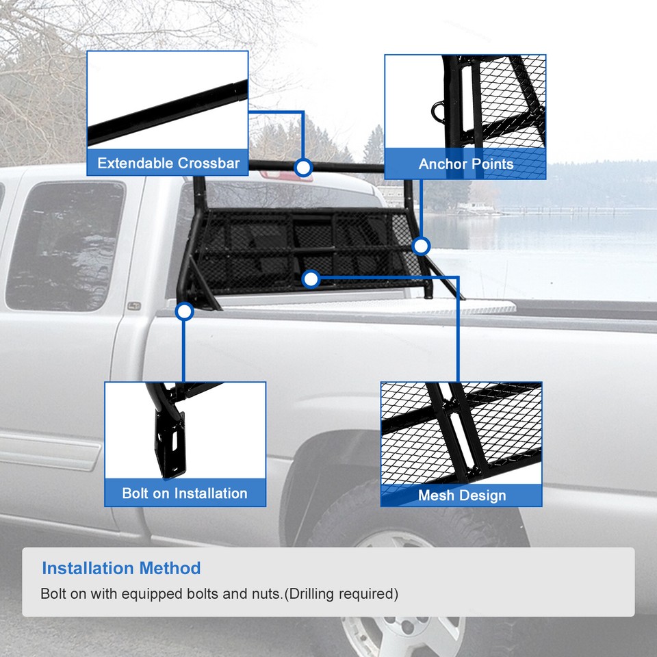 Universal Pickup Headache Rack Adjustable Steel Truck Rack Window ...