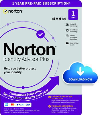Norton Identity Advisor Plus 2025 1 Device 12 Month - 5 Minute Delivery ...