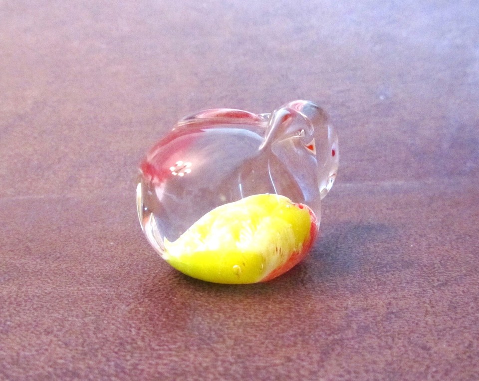 Vintage Small Bunny Rabbit Glass Paperweight Hand Made Yellow & Red ...