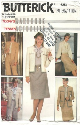 Butterick 6254 Wardrobe Actualite Misses' Jacket Skirt Pants Blouse sze ...