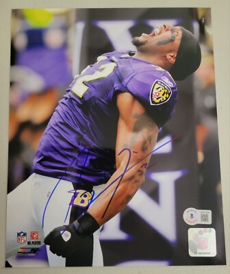 Ray Lewis Signed Baltimore Ravens 8x10 Photo Beckett Auto Hurricanes ...