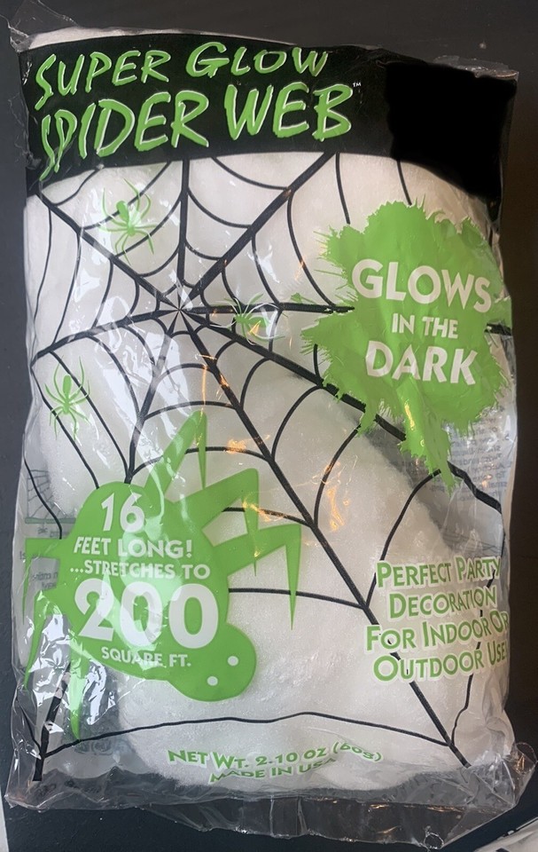 Lot 2 Stretch Spider Web Halloween 400 SQ FT Hanging Decoration Glow-in ...