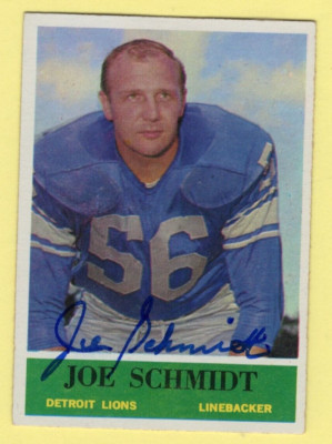 Autographed Joe Schmidt Detroit Lions 1964 Philadelphia #66 Free ...