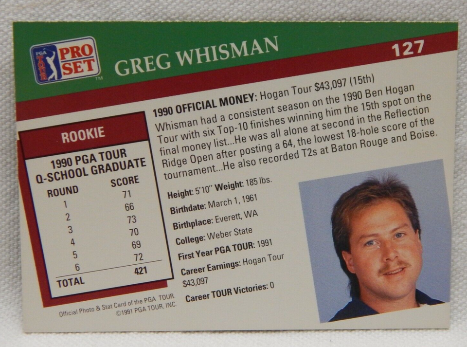 GREG WHISMAN PGA TOUR TRADING CARD | eBay