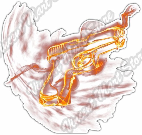 Hand Gun Fire Firearm Pistol Fire Bullets Car Bumper Vinyl Sticker ...