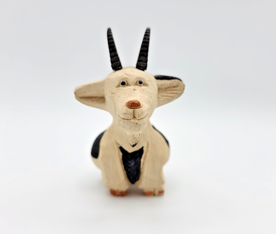Vintage Artesania Rinconada White Black Billy Goat Figurine Hand Mage ...