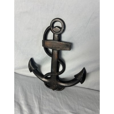 Nautical Cast Iron Anchor Decor Rustic Fouled Anchor Rope Detail Bronze ...