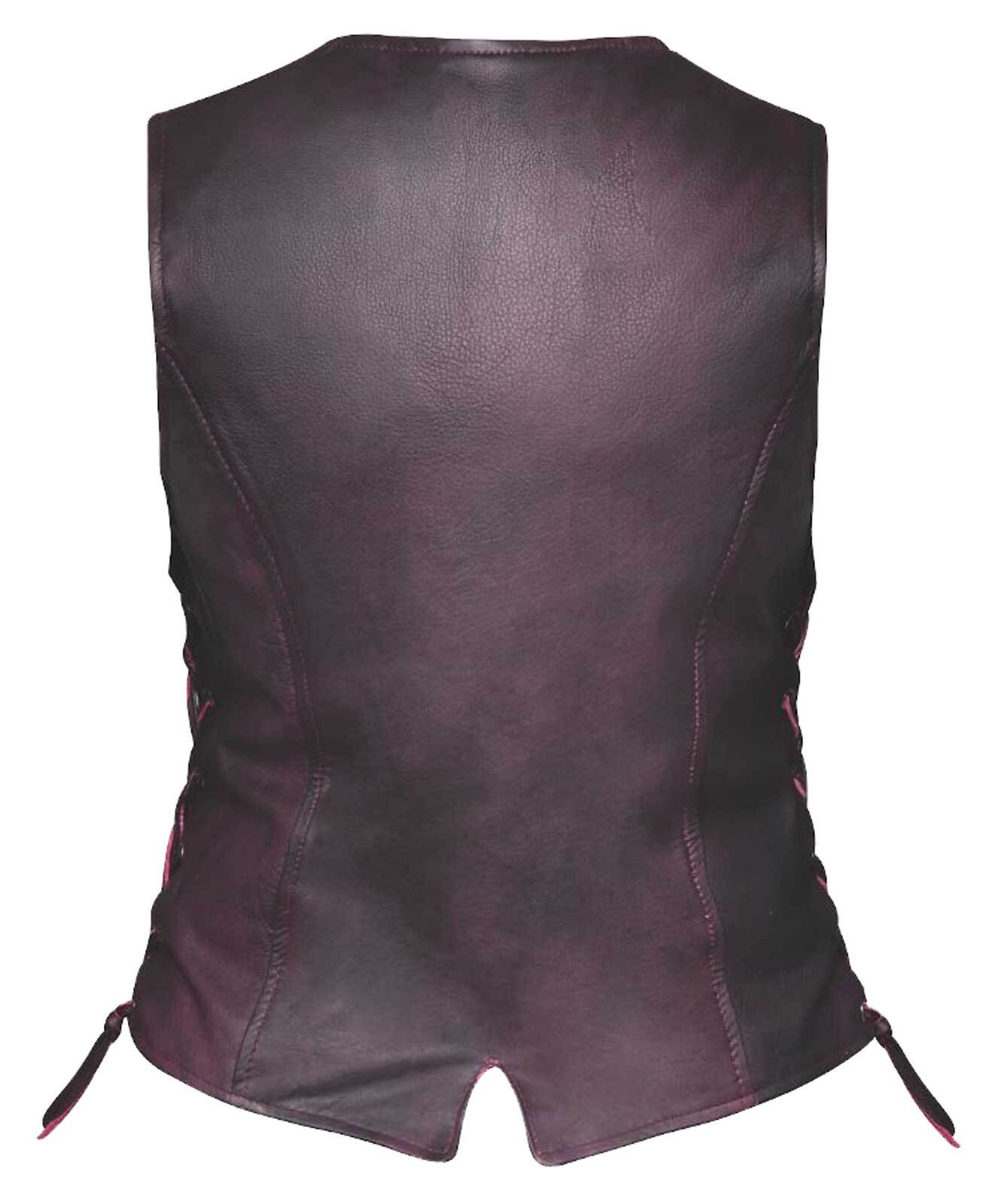 Derringer Women's Traditional Premium Lambskin Leather Motorcycle Vest ...