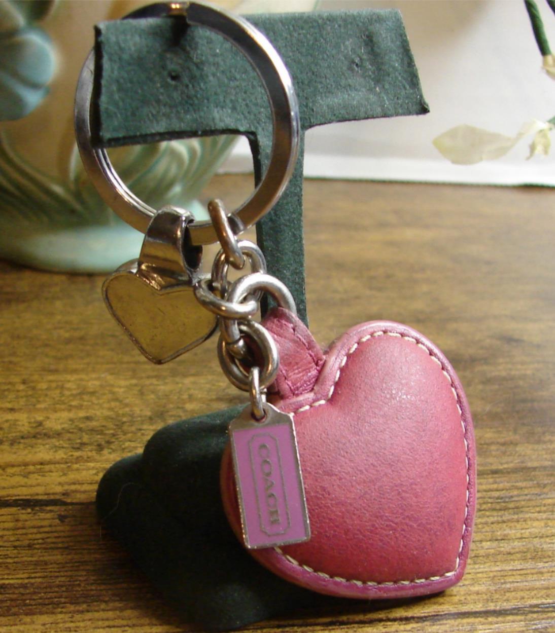 Coach Ombre Leather Heart & Coach Tag Key Chain Ring … - Gem
