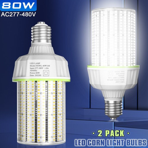 2X 480V 80W LED Corn Light E39 Base Commercial Warehouse High Bay Light ...