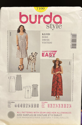 Burda Sewing Pattern 7100 Misses Plus Size Dress Size 18-34 Uncut | eBay