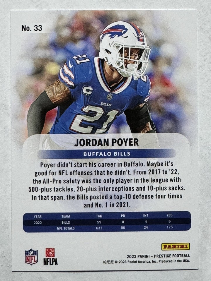 JORDAN POYER Buffalo Bills 2023 Panini Prestige Football Card #33 | eBay