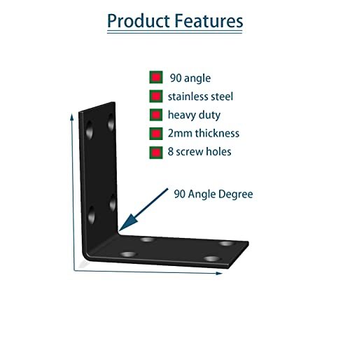 16Pcs Stainless Steel Corner Brackets Right Angle L Shape Shelf Support ...