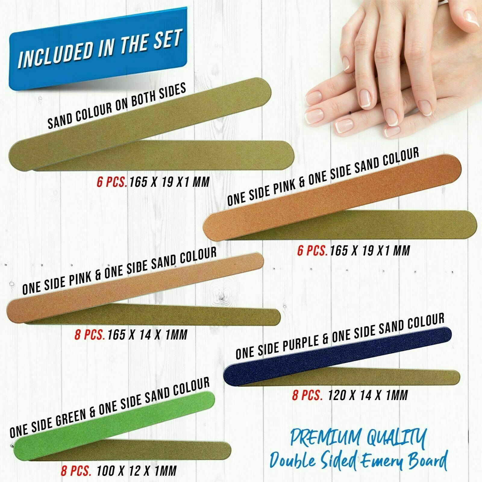 Smooth Finish Medium Grit Emery Board Files pack of 36 assorted sizes ...