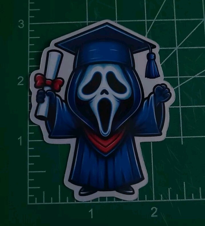 Ghost Face Graduate Die Cut Vinyl Sticker | eBay