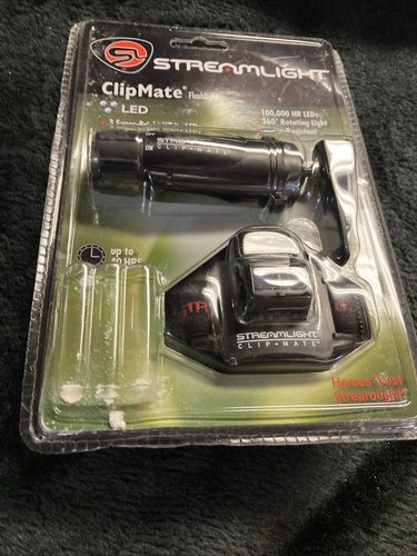 Streamlight 61101 Black Clipmate Clip On White LED Clip On Flashlight ...