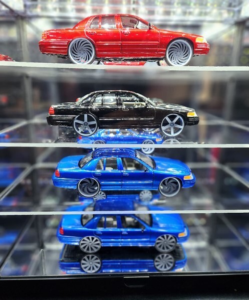 Car Display Case 4 Tier Acrylic LED Light 1/18 Model 1/24 Diecast 1/64 ...