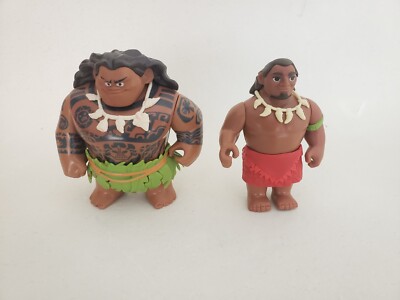 (J5) 2016 Disney Moana dad Chief Tui Toy Figure & Disney Maui set of 2 ...