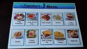 DAILY MENU BOARD + 60 MEAL CARDS- BREAKFAST/LUNCH/DINNER ITEMS - CARE ...