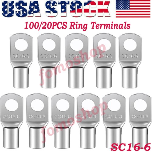 100Pcs Copper Lug Ring Terminals Cable Electrical Wire Crimp Connectors ...