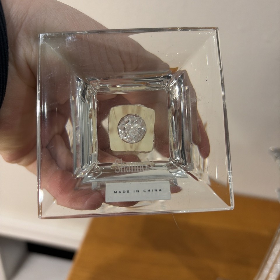 Shannon Crystal by Godinger 7.9” Glittery Square Shaped CANDLESTICKS ...