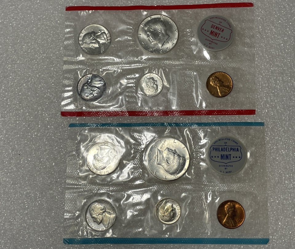 1964 Silver 10 Coin Mint Set with Kennedy Half Dollar in Cello | eBay