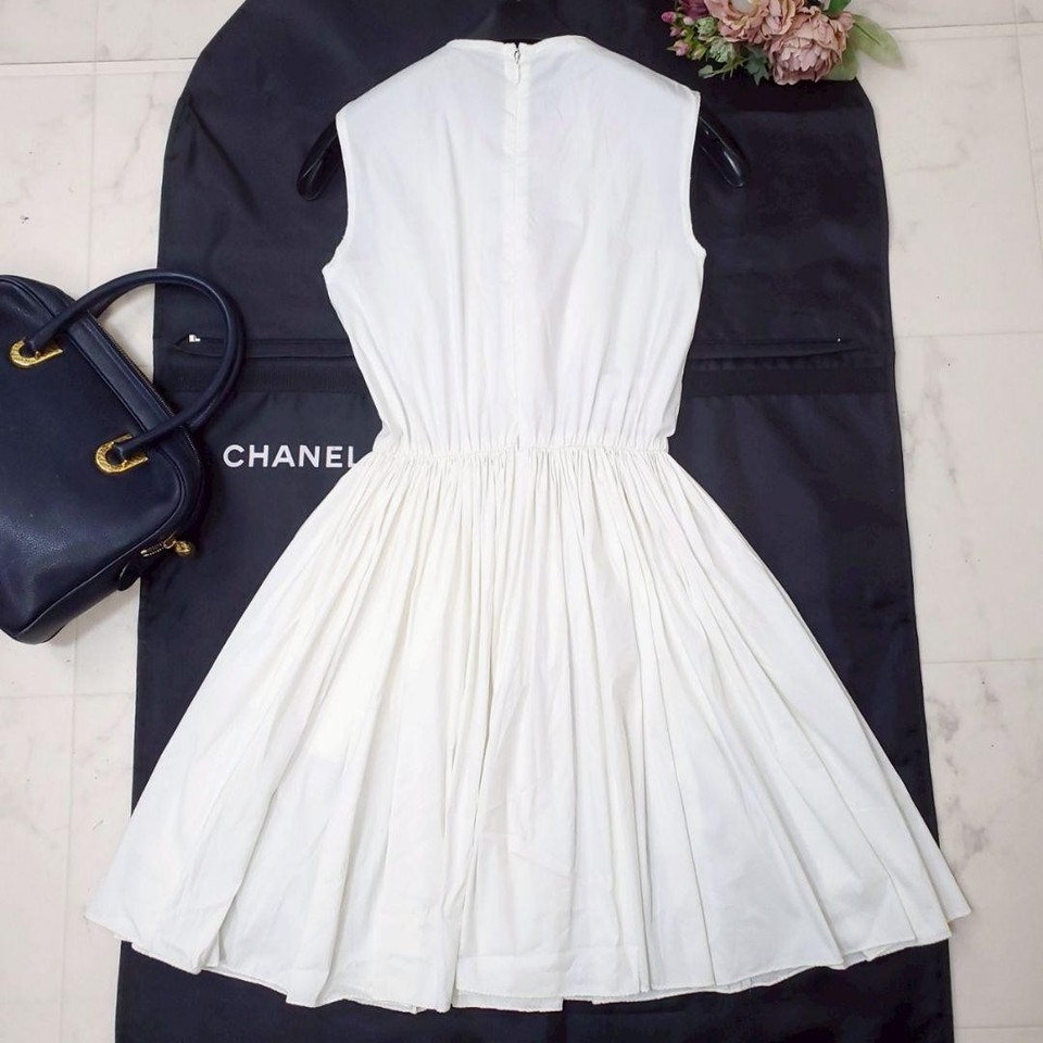 miu miu Ruffle Design Sleeveless Dress White From Japan | eBay