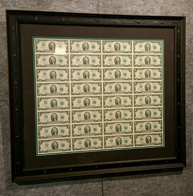 CUSTOM black FRAME DOUBLE MAT FOR 1, 2, 5, 20 bill 32 Uncut Sheet of ...