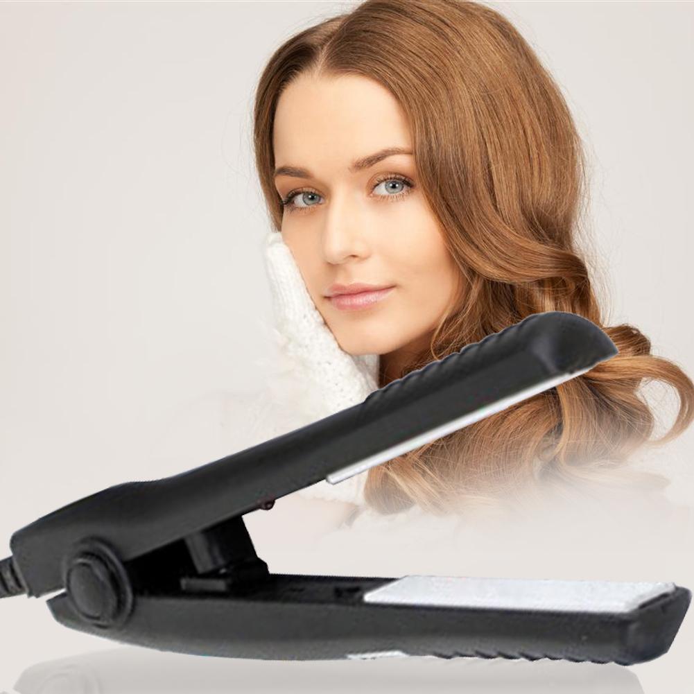 Mini Hair Straightener Flat Iron Curler Ceramic Plates(Black) | eBay