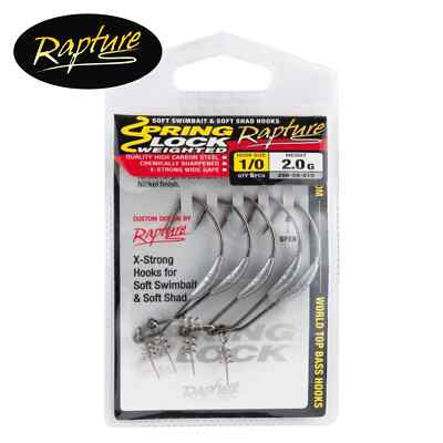 Rapture Weighted Fishing Hooks Spring Lock Weedless Jig Head Soft Bait ...