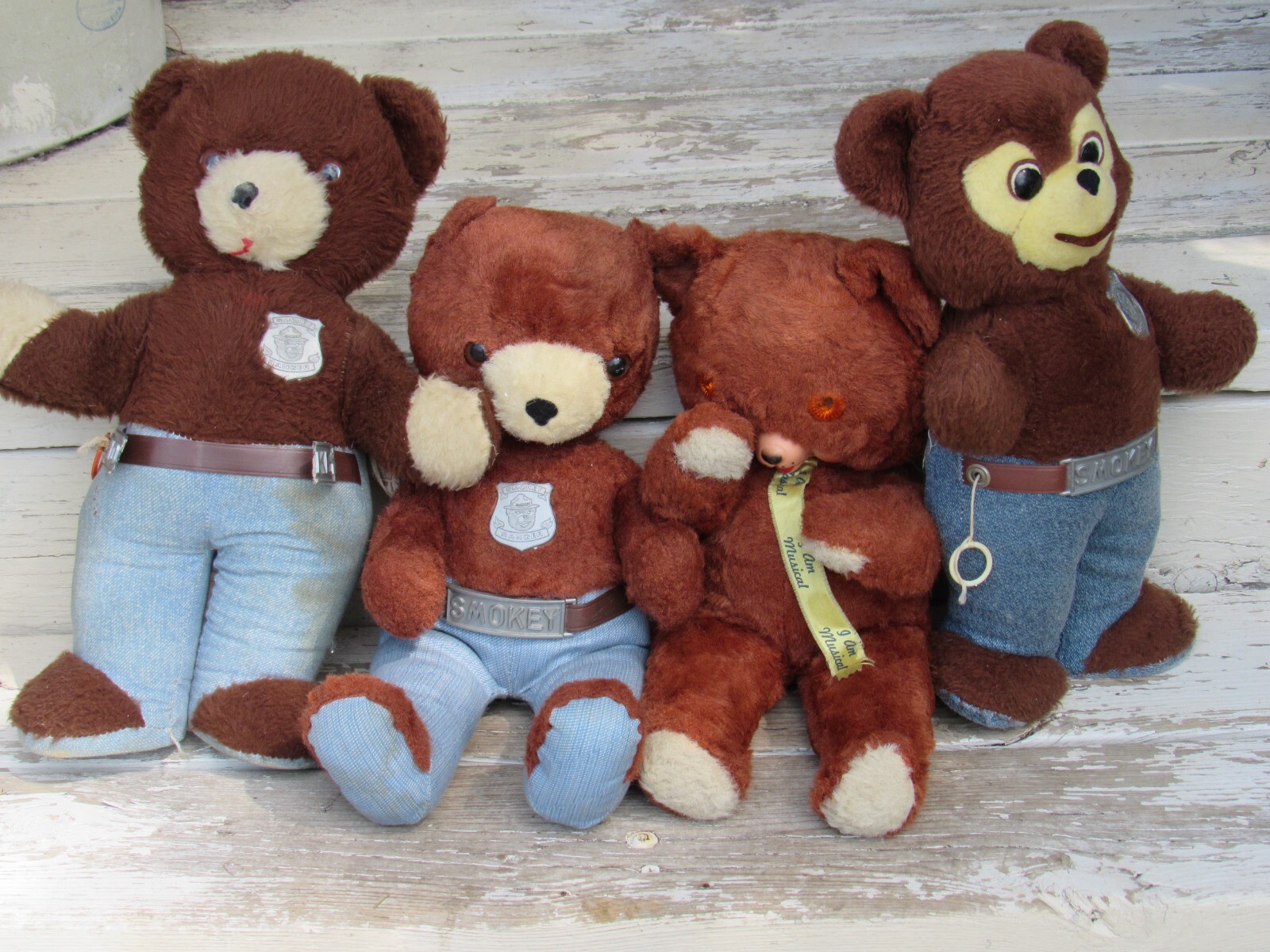 VINTAGE RUBBER FACE PLUSH TOY YELLOW MUSICAL RIBBON RARE TEDDY BEAR ...