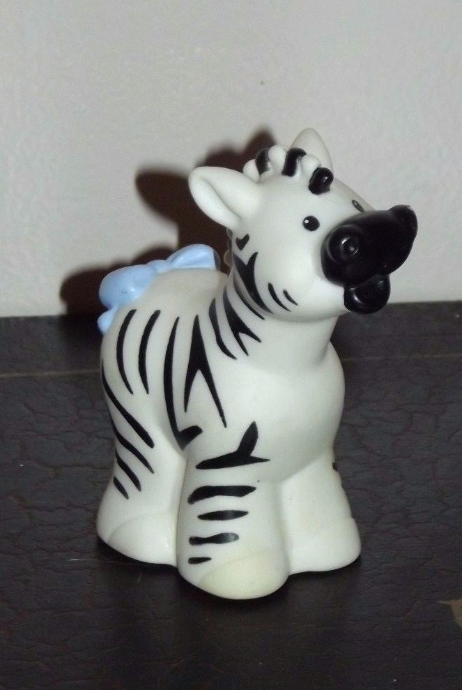 Fisher Price Little People Zebra Zoo Noah Ark Farm Blue Bow White ...
