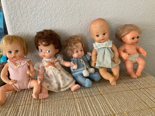Vintage Grouping of 5 Dolls 1974 Ideal, Eegee, Head Moves Yes/No, 1964 ...