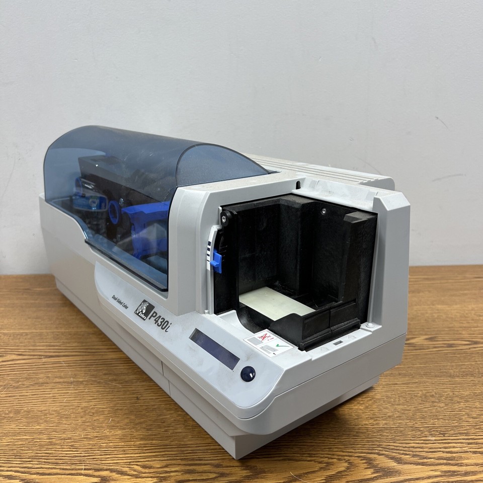 Zebra P430I P430I-0000A-UD0 Thermal Transfer ID Card Printer USB 300DPI ...
