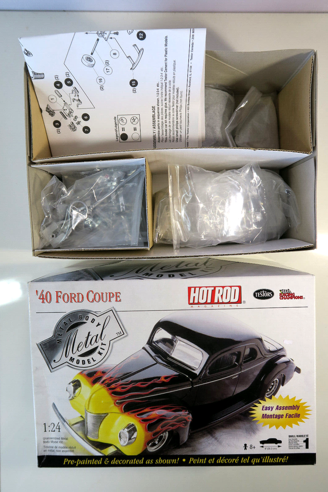Testors 1:24 ‘40 Ford Coupe Metal Body Model Kit #7161 Open Box Sealed ...