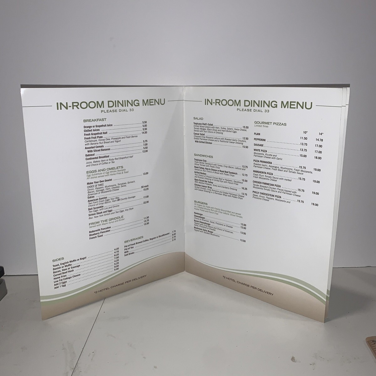 Hotel Room Service Menu