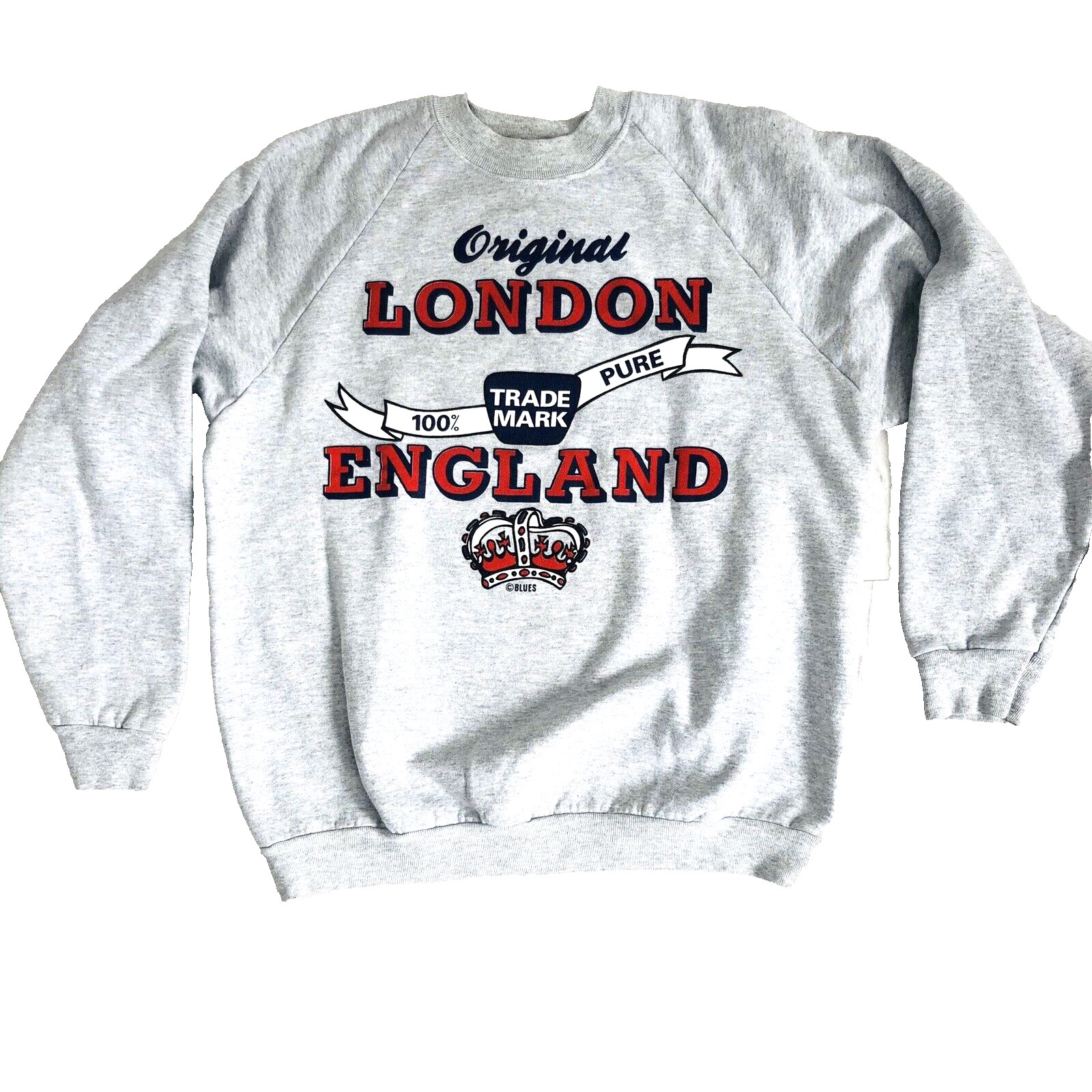 Vintage London England Crown Sweatshirt Large Gray Sc… - Gem