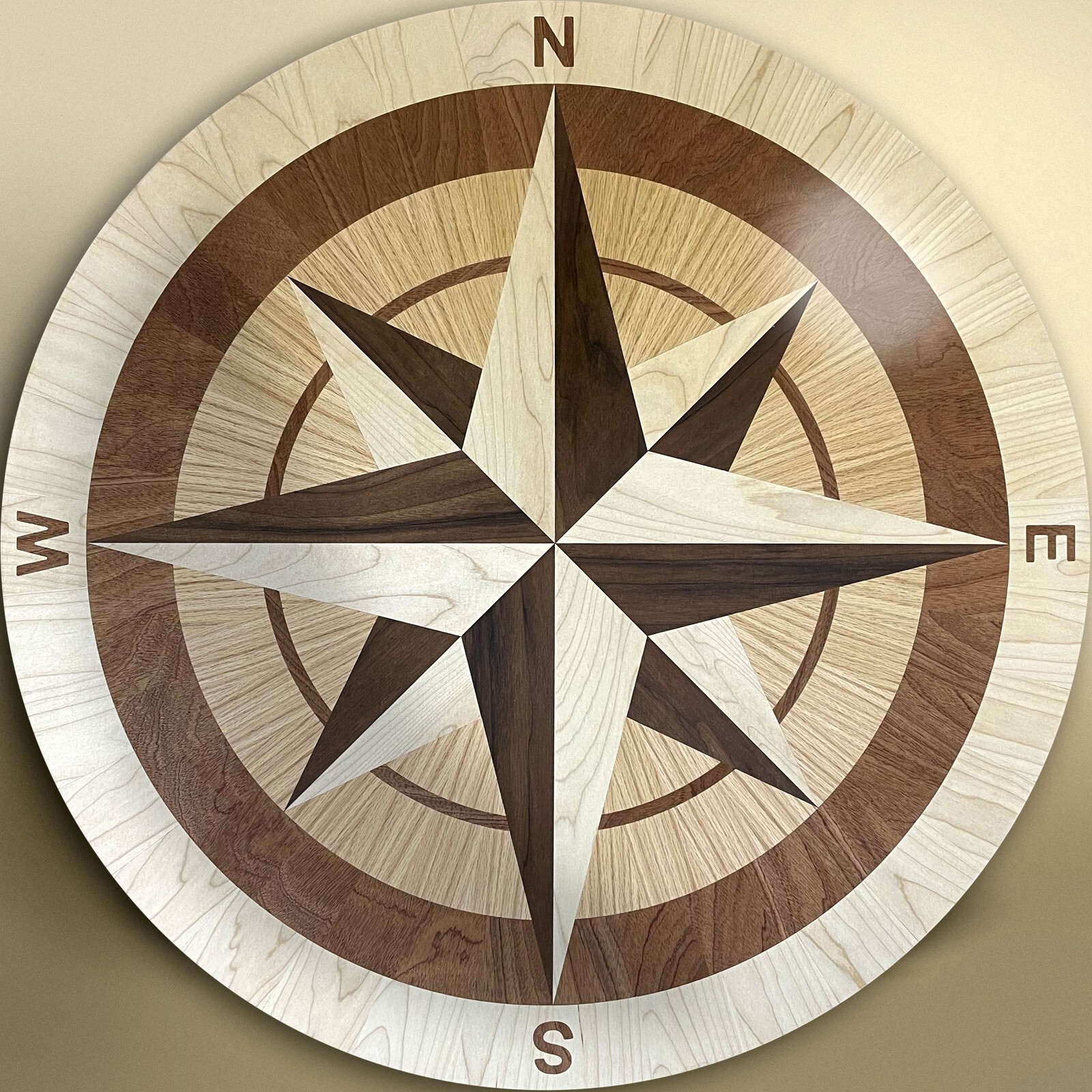 Wood floor medallion "Bay", Wooden Compass Rose Inlay, Handmade. | eBay