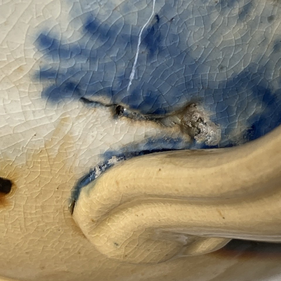 1850's Vintage MOCA WARE Chamber Pot SEAWEED PATTERN Yellow ware ...