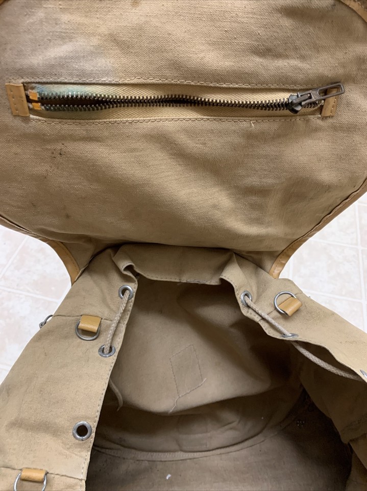 50s Distressed Sac LaFuma French Rucksack Canvas/Leather Military ...