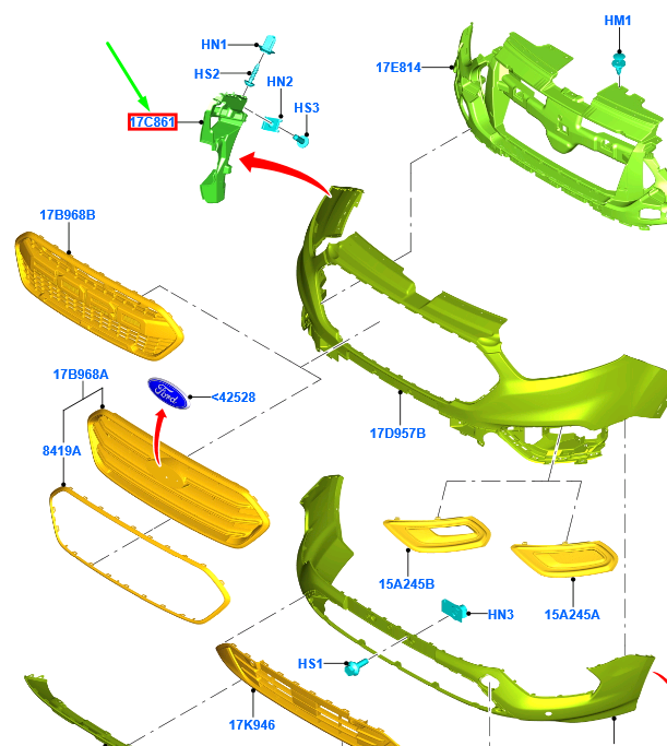 FORD TOURNEO CUSTOM Front Left Bumper Reinforcement 2371640 NEW GENUINE ...