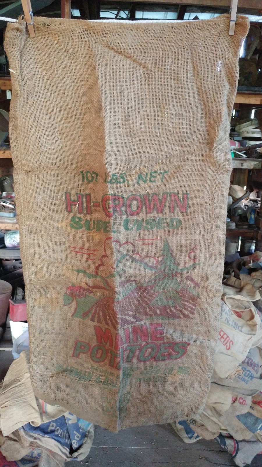 Vintage Burlap Bag hi-grown potatoes Presque Isle ME Warman & Ballard ...