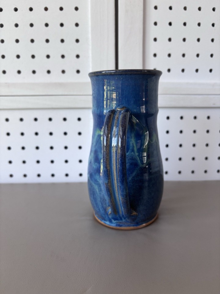 Jason Silverman Art Pottery Artisan Tall Mug Coffee Cup Marked Blue ...