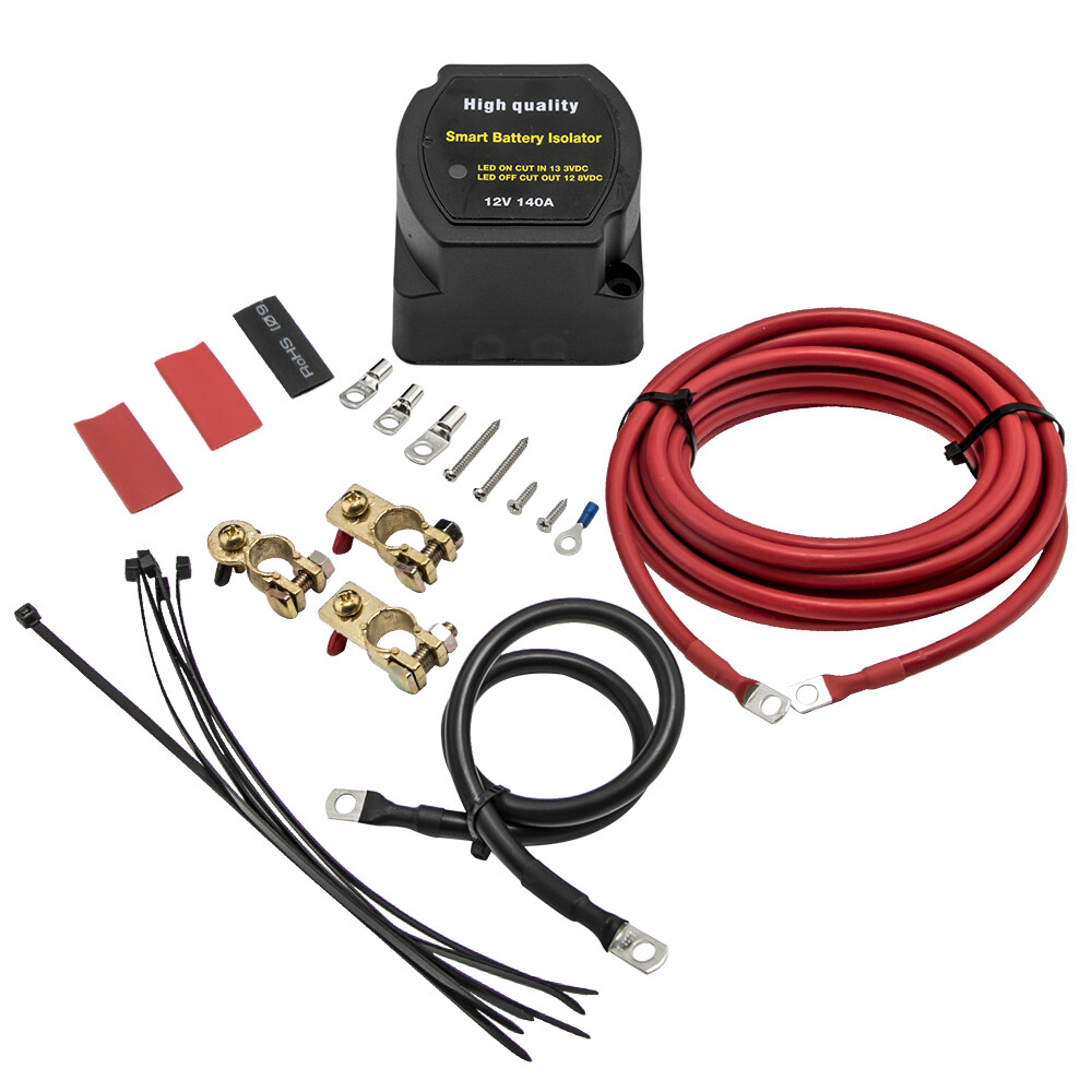 12V 140A Dual Battery Kit Auxiliary Isolator For ATV UTV 4WD RV Car ...