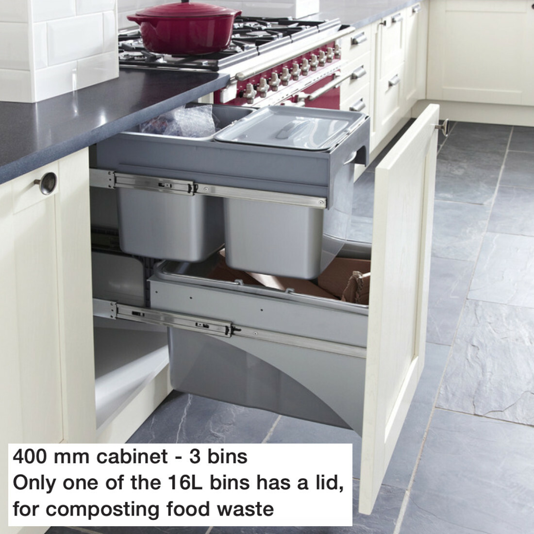 Hafele Tandem 2 Tier Kitchen Pull Out Waste Bin Recycling 400mm Cabinet ...