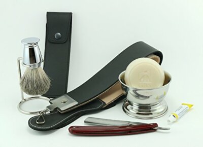 GBS Shaving Set with Gold Dollar Faux Rosewood Handle | eBay