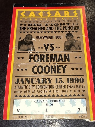 George Foreman vs Gerry Cooney Boxing Ticket Stub January 15, 1990 | eBay