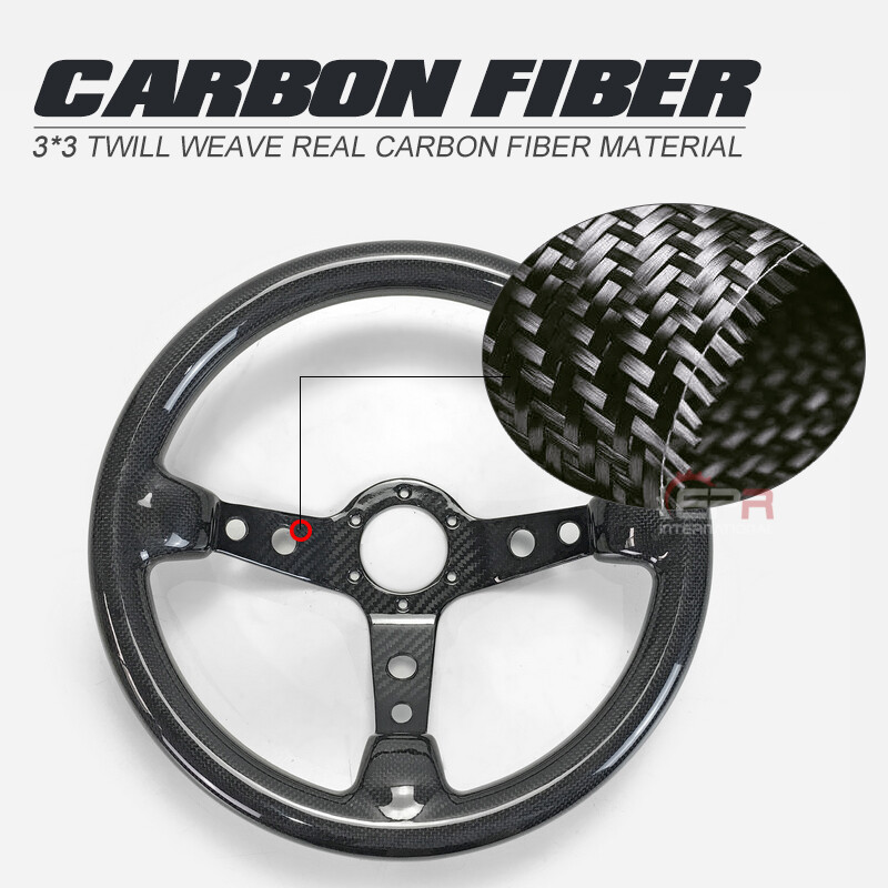 For UNIVERSAL Racing S Type Carbon Fiber Glossy Flat Steering wheel ...