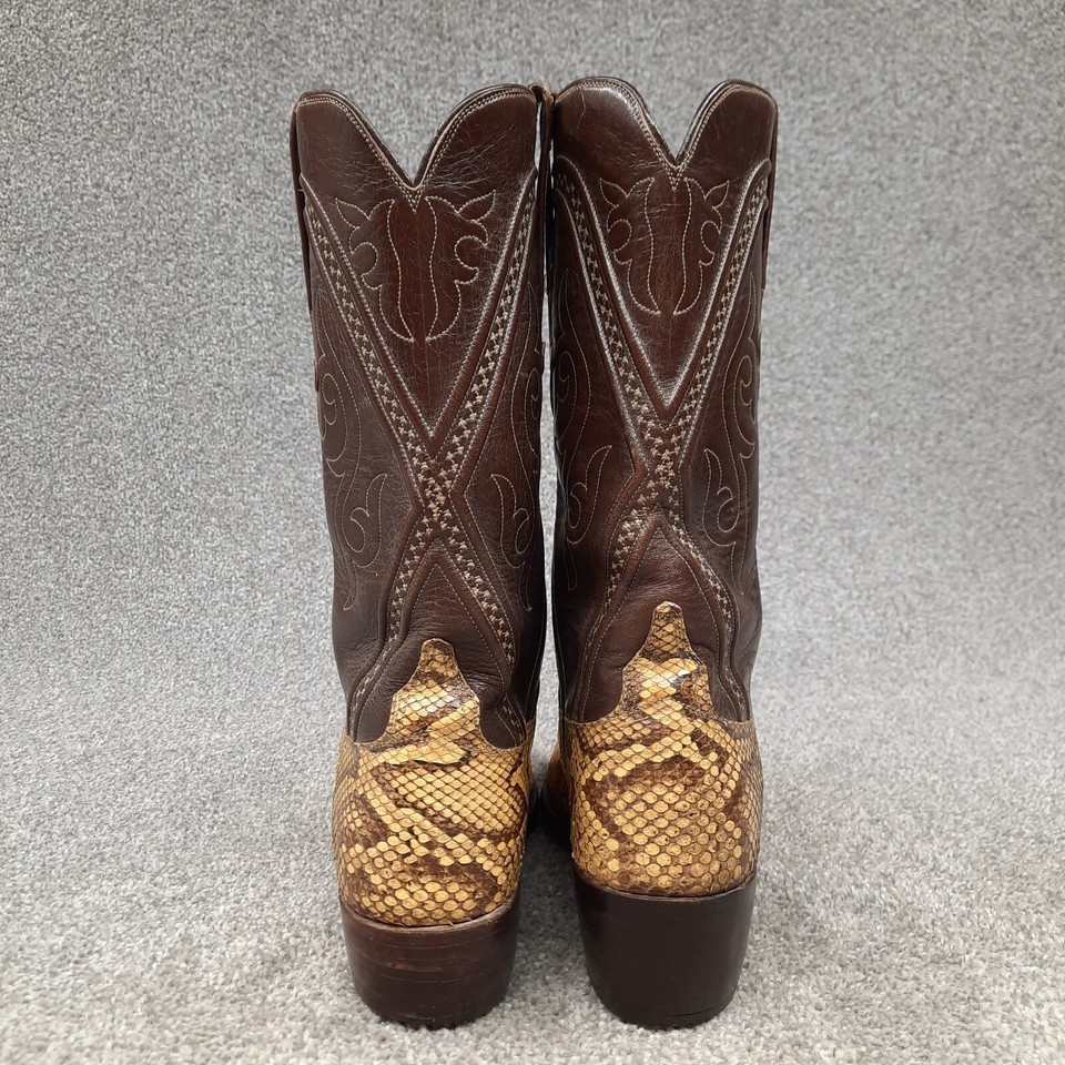 VINTAGE LUCCHESE MENS COWBOY BOOTS EXOTIC SNAKESKIN SIZE 8 D FRENCH TOE ...